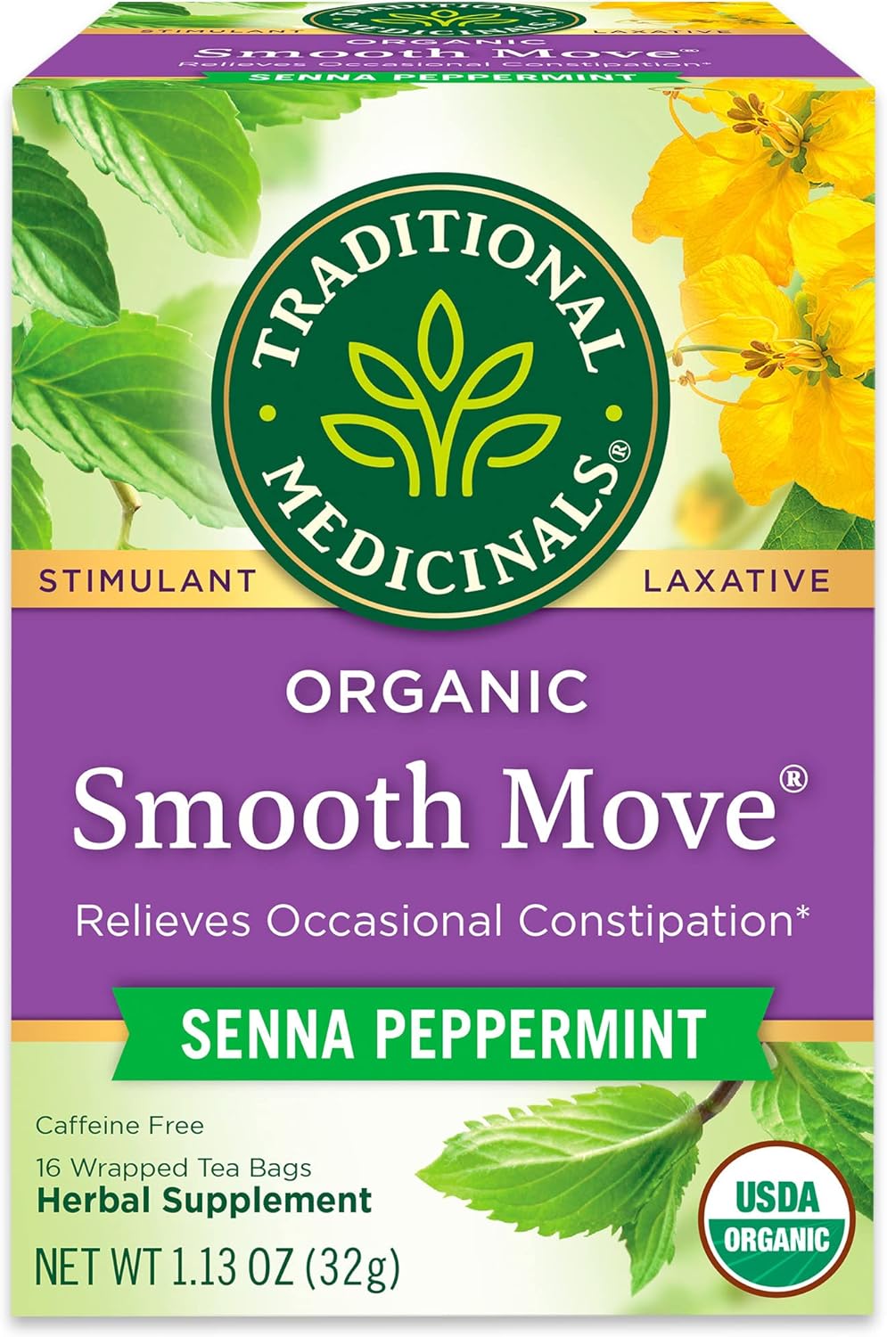 Buy Traditional Medicinal Smooth Move Peppermint, 16 Teabags Online