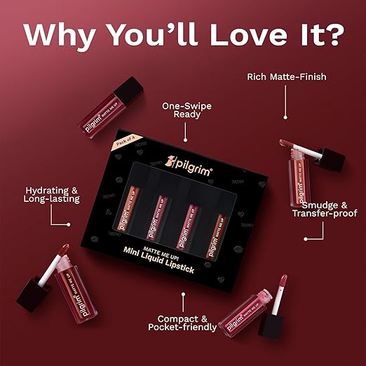 Pilgrim Mini Liquid Lipstick Pack of 4 The Pink Sin 4 ml – Kuwa ...