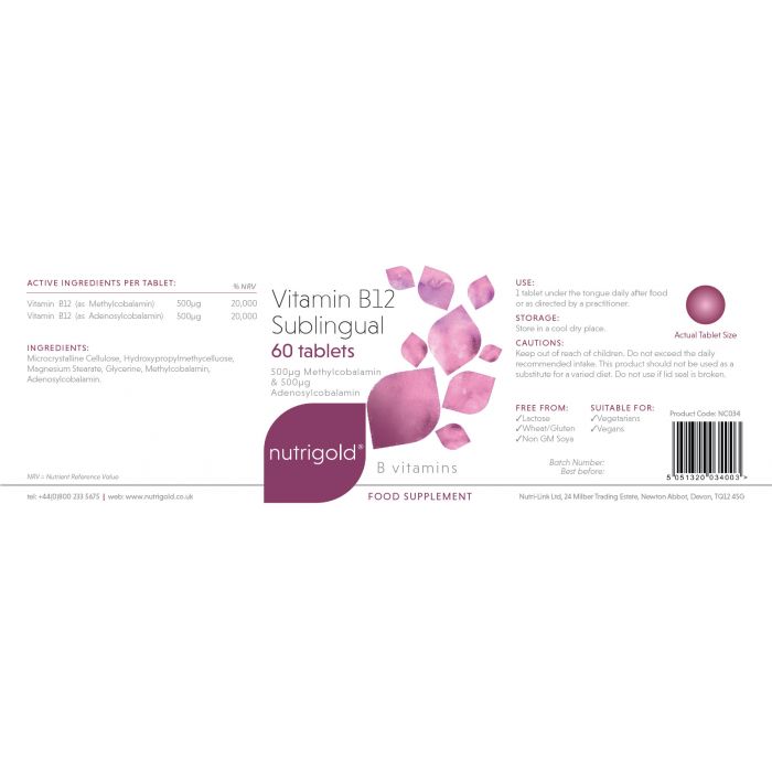 Buy Vitamin B12 Sublingual X 60 Tablets Online